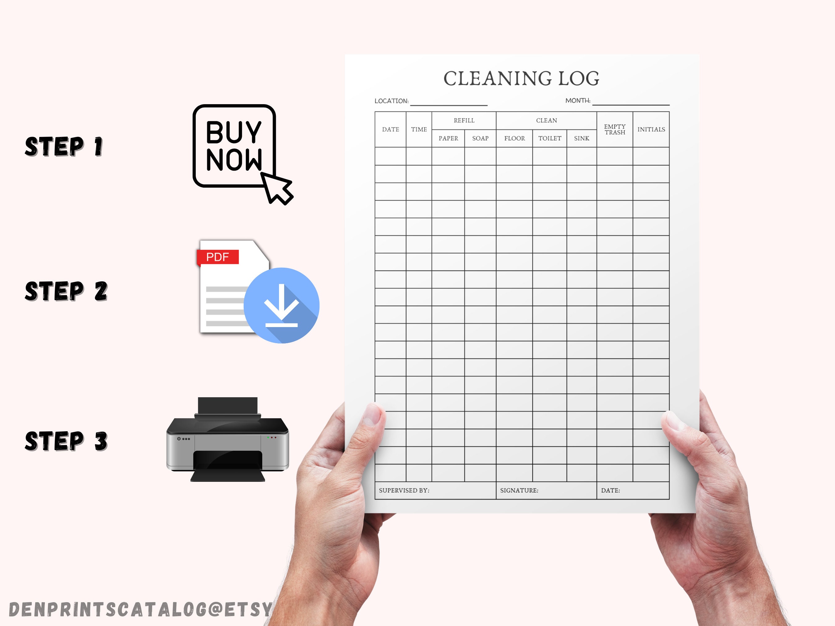 Weekly Bathroom Cleaning Chart Printable, Restroom Cleaning Log for ...