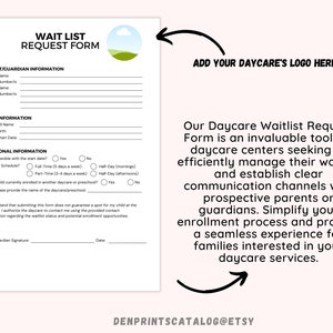 Daycare Wait List Printable, Daycare Waiting List Template, Wait List ...
