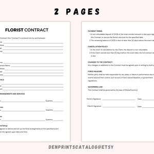 Florist Contract Template, Floral Services Agreement, Flower ...
