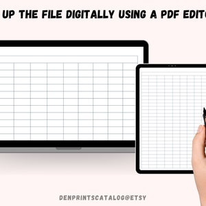 9 Blank Columns Chart Text Input Print and Write PDF Digital Download ...