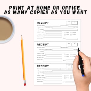 Child Support Receipt Printable for DIY Receipt Book Digital Download ...