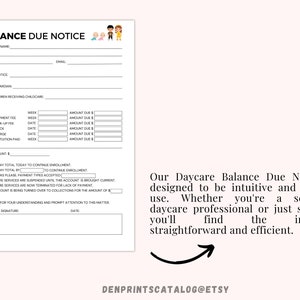 DAYCARE Balance Due Childcare Center Late Payment Notice, Past Due ...