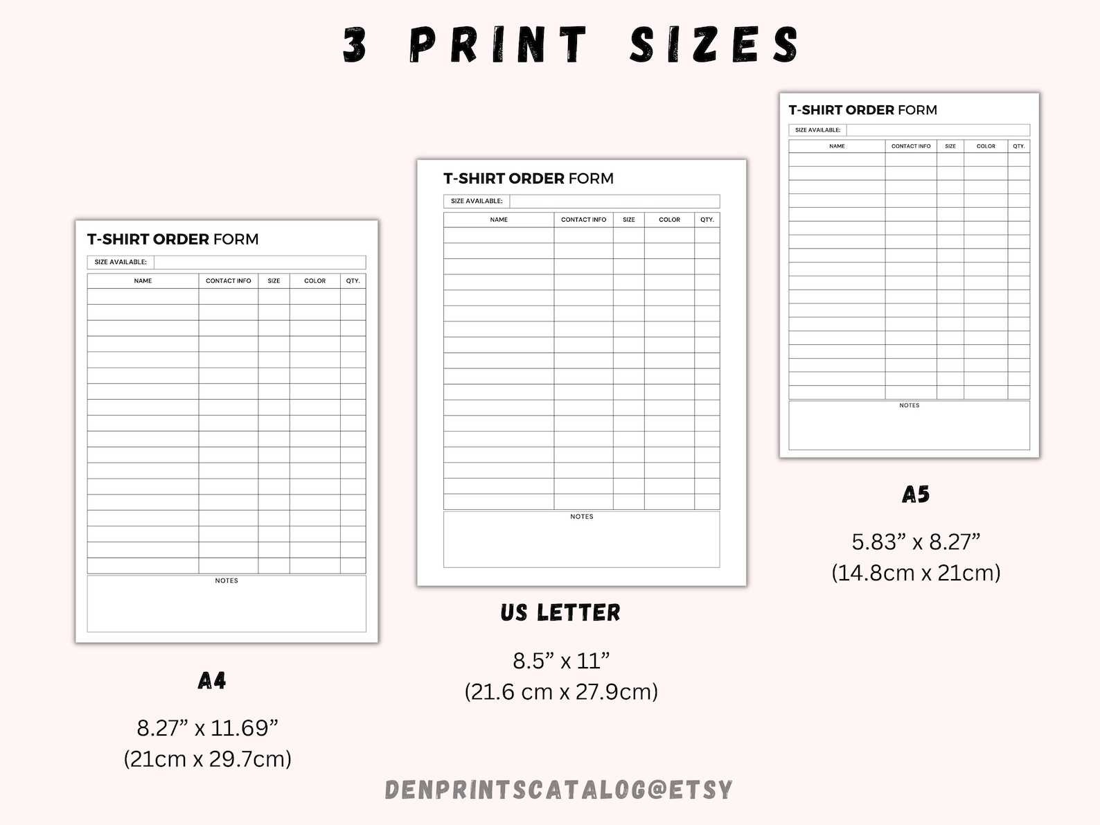 Printable T Shirt Order Form Template, Editable Order Form ...