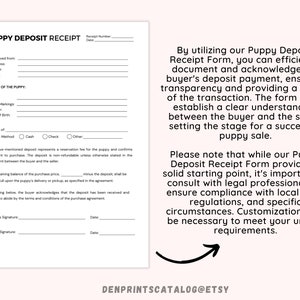 Puppy Deposit Receipt Printable, Puppy Deposit Slip Canva Template ...