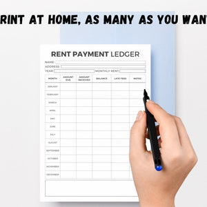 Rent Payment Ledger Printable, Tenant Payment Tracker, Rent Payment Log ...