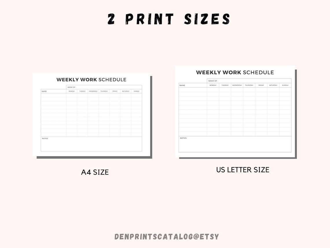 Employee Work Schedule Printable, Crew Daily Working Chart, Employee ...