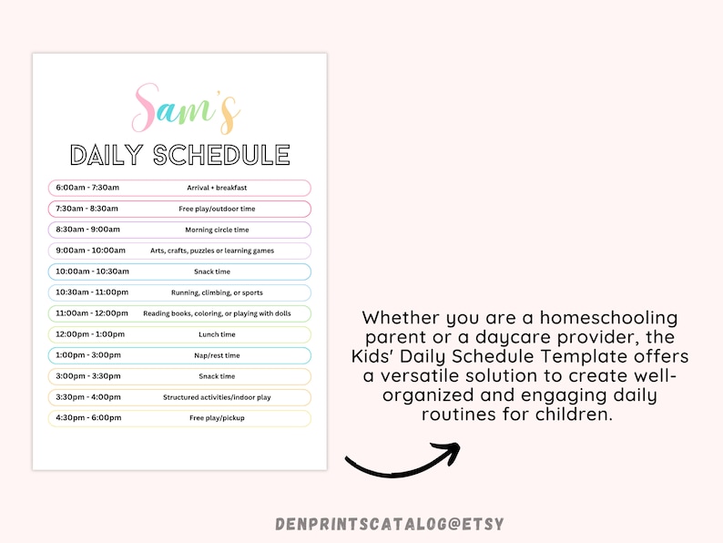 Kids Daily Schedule FILLABLE, Printable Homeschool Daily Routine ...