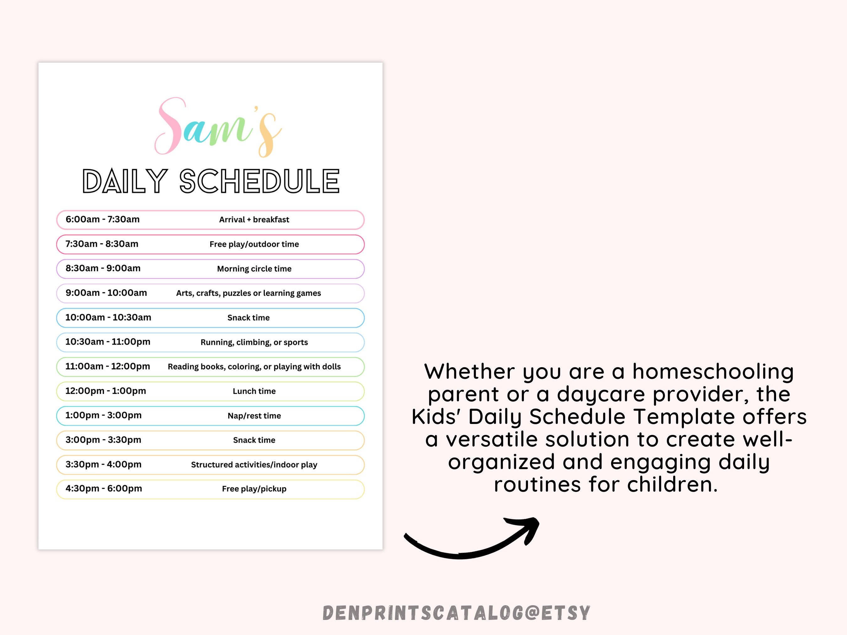 Kids Daily Schedule FILLABLE, Printable Homeschool Daily Routine ...
