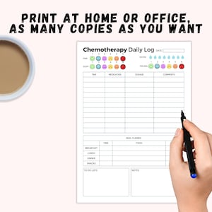 Printable Chemotherapy Symptom Log, Daily Chemo Tracker, Cancer ...