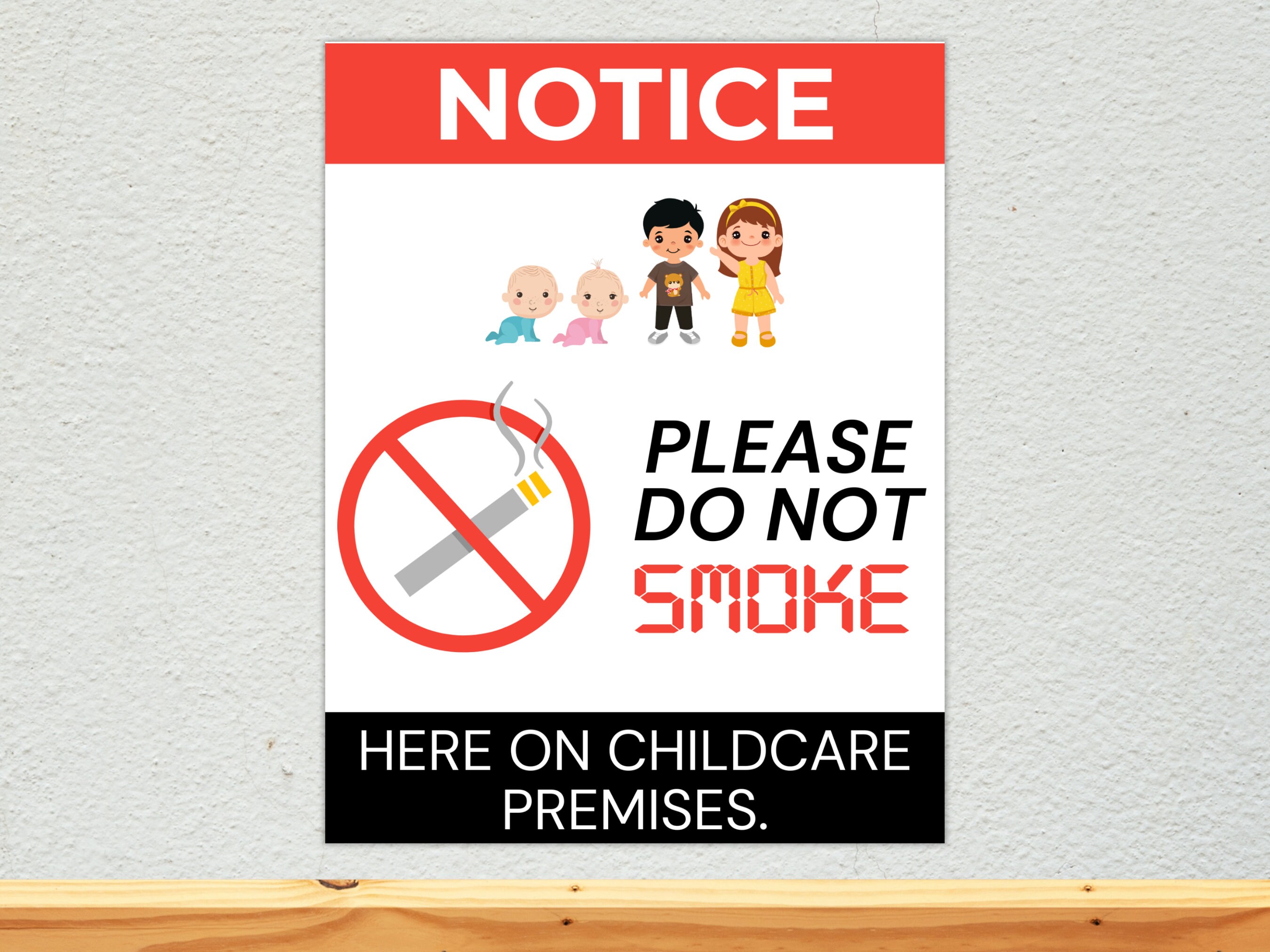 Daycare NO SMOKING SIGN Printable No Smoking Poster, No Smoking on the ...