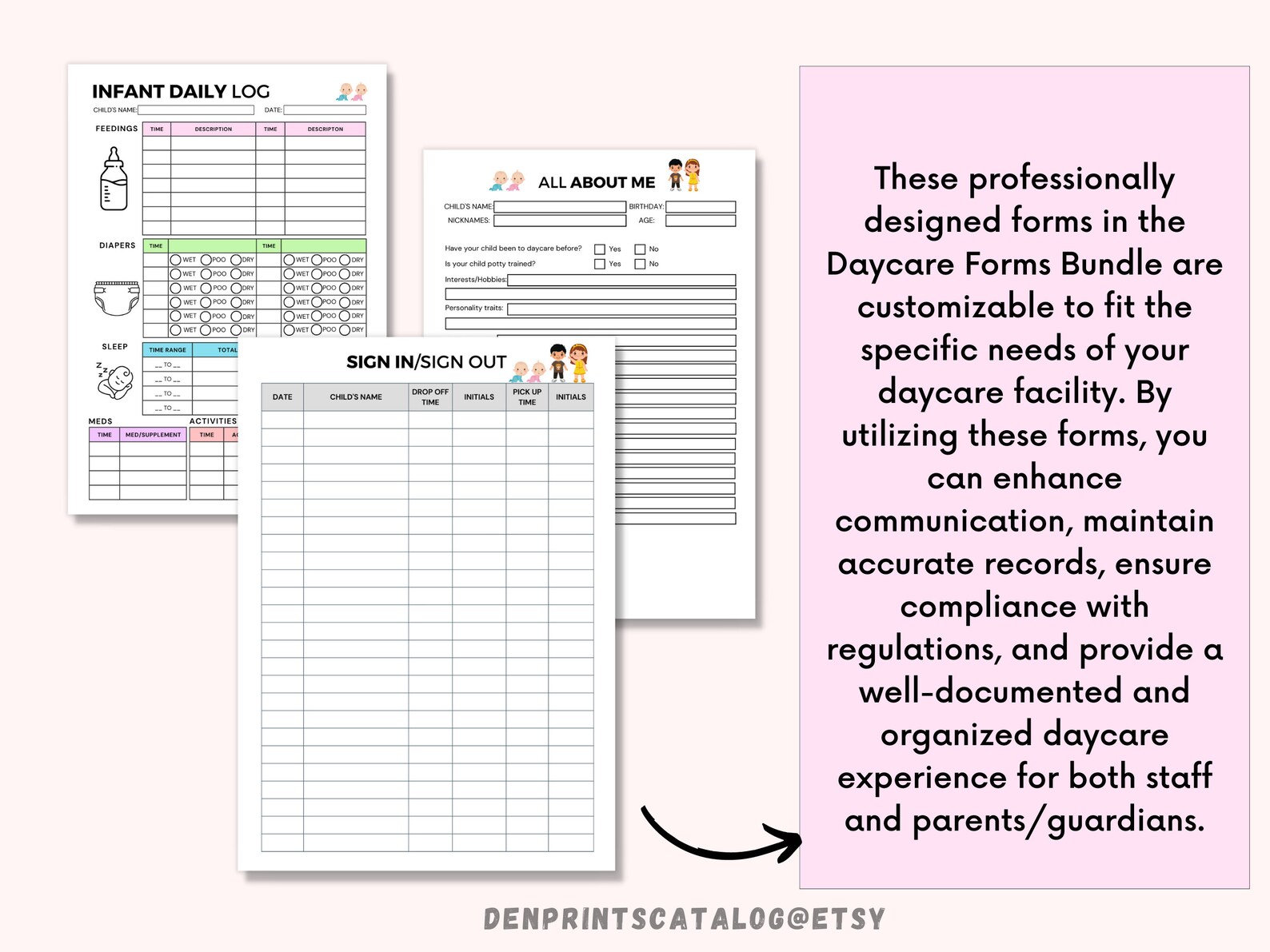 Daycare Forms Bundle, Printable Forms for Daycare, Preschool, Nanny ...