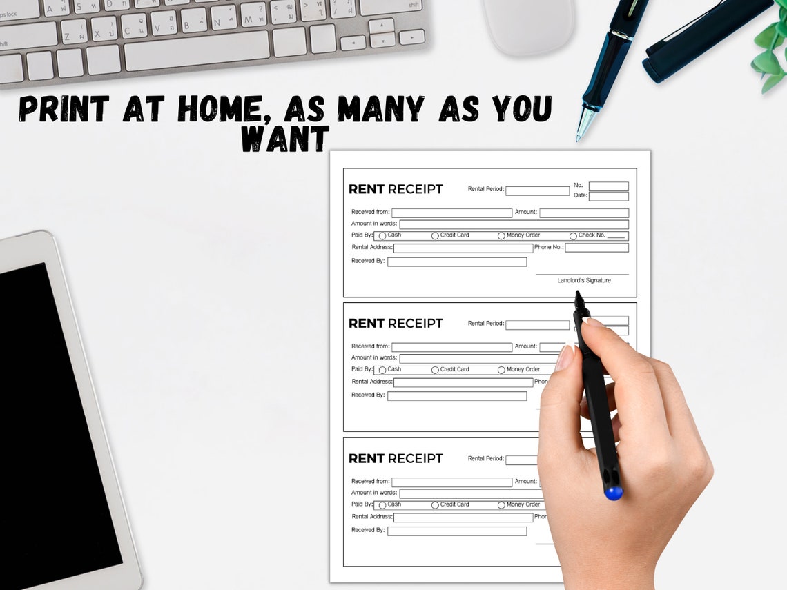 Landlord Rent Receipt, Tenant Receipt, Rent Payment Receipt, Landlord ...