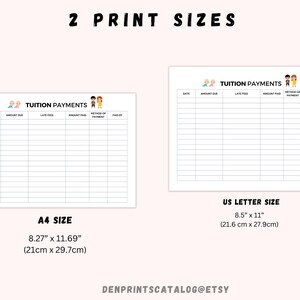 Daycare Tuition Payments Printable, Daycare Tuition Reports, Daycare ...