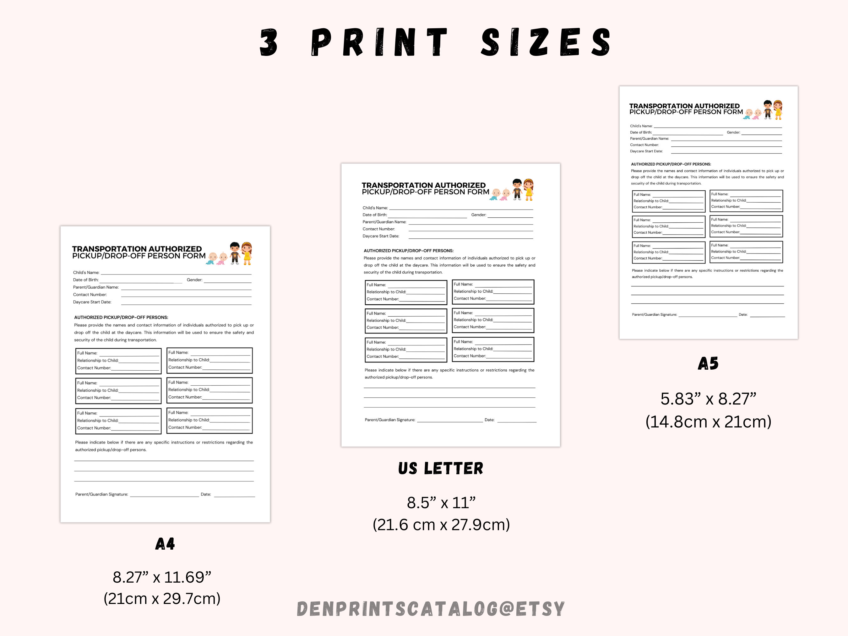 Daycare Pick-up Form, Child Care Center Child Authorized Pick-up ...