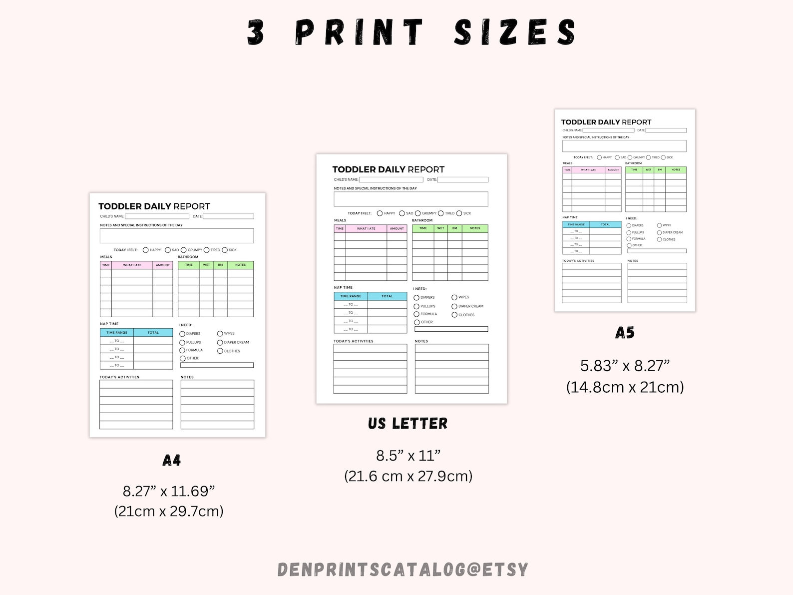 Toddler Daily Report | Daily Log for Daycare, Preschool, Nanny ...