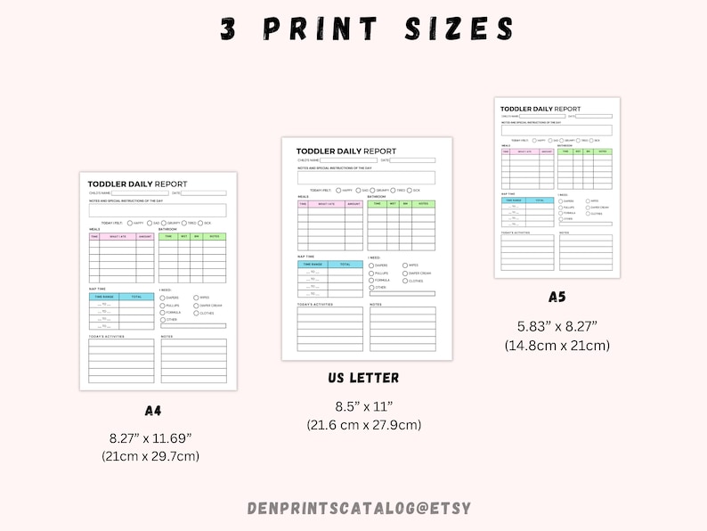 Toddler Daily Report Daily Log for Daycare, Preschool, Nanny ...