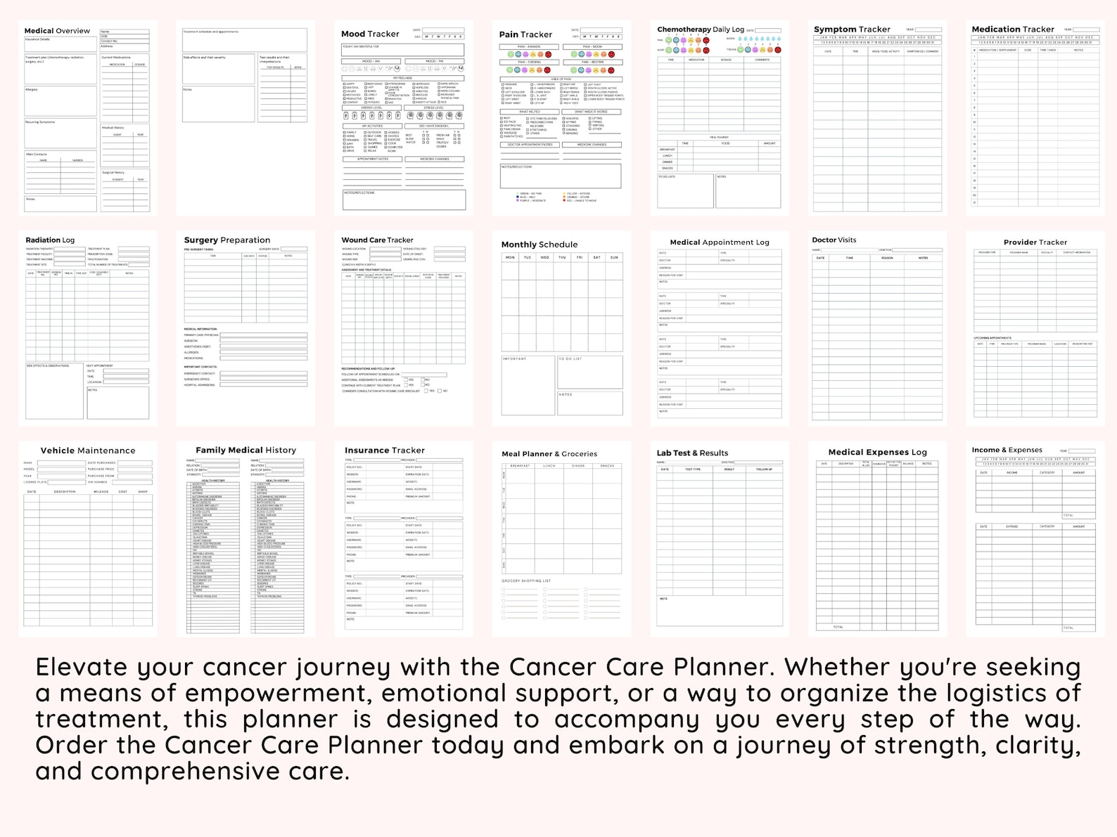 Cancer Planner Printable, Cancer Care Journal, Cancer Diagnosis Health ...