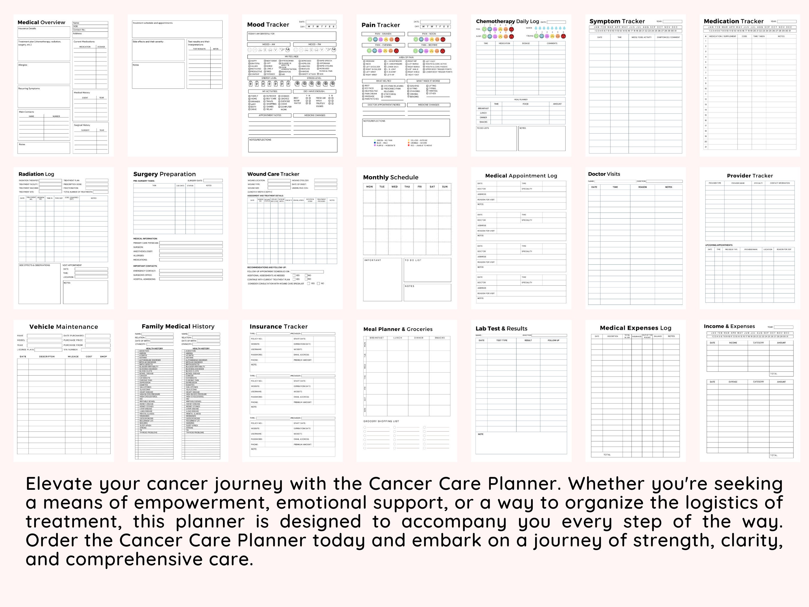 Cancer Planner Printable, Cancer Care Journal, Cancer Diagnosis Health ...