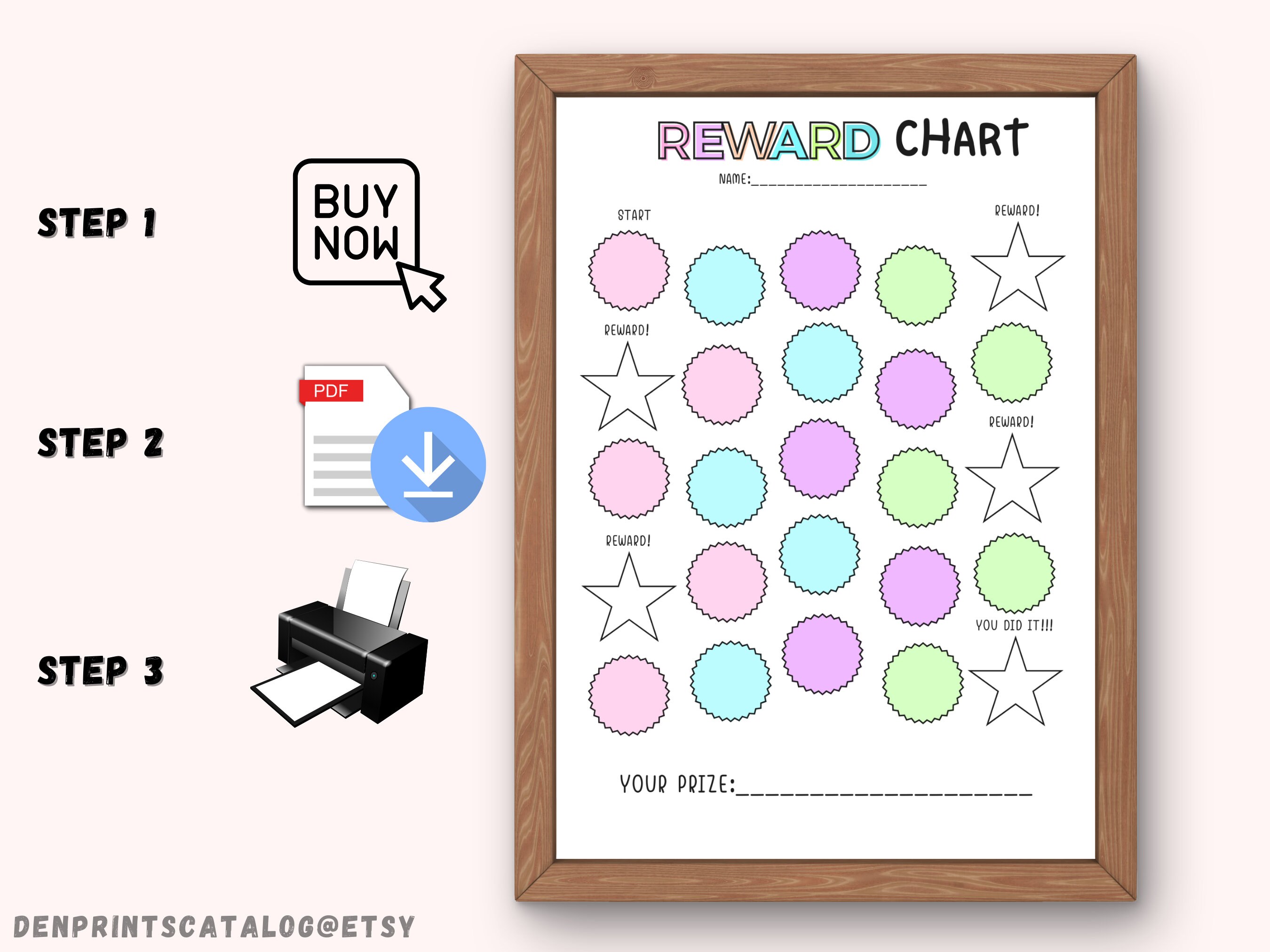 Printable Rainbow Reward Chart Rainbow Sticker Chart Instant - Etsy