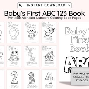 Baby's First ABC 123 Book, Baby Shower Activity, Printable Alphabet ...