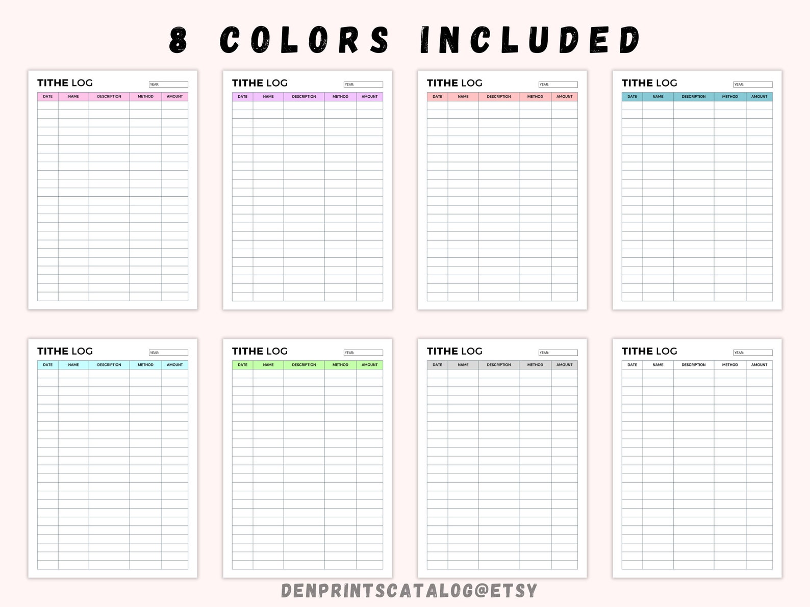 Tithe and Offering Log, Printable Tithing Record, Church Giving Log ...