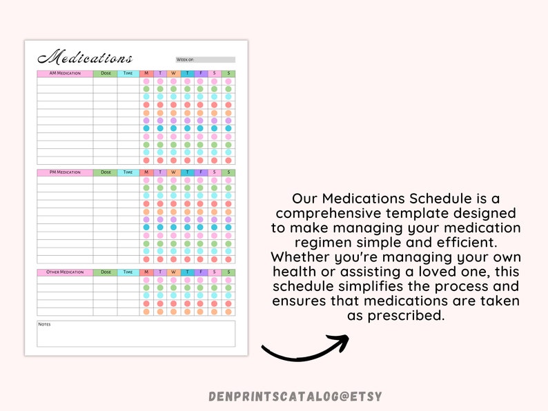 Medication Schedule Printable, Minimalist Easy Medicine Chart, Weekly ...
