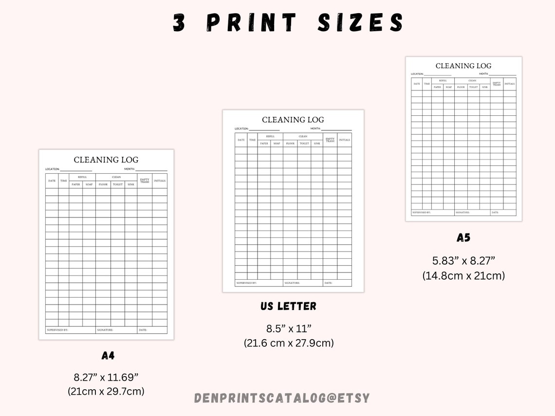 Weekly Bathroom Cleaning Chart Printable, Restroom Cleaning Log for ...