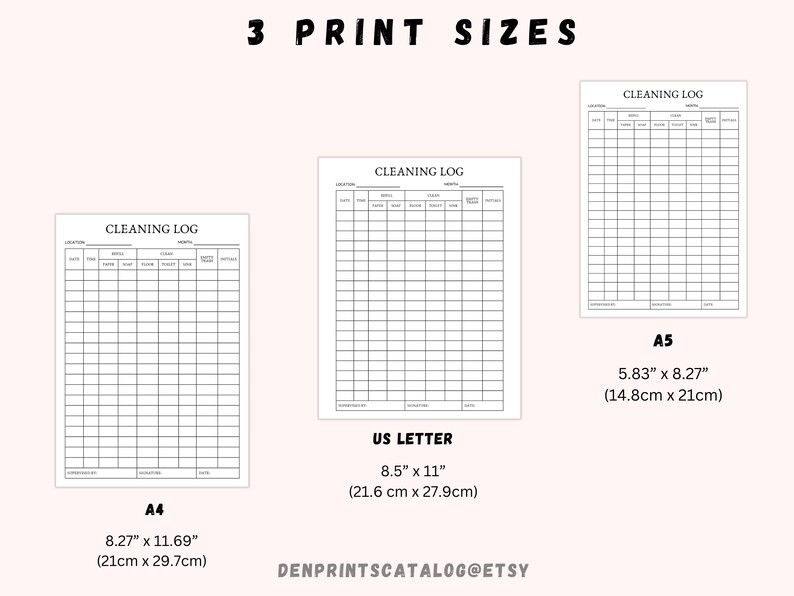 Weekly Bathroom Cleaning Chart Printable, Restroom Cleaning Log for ...