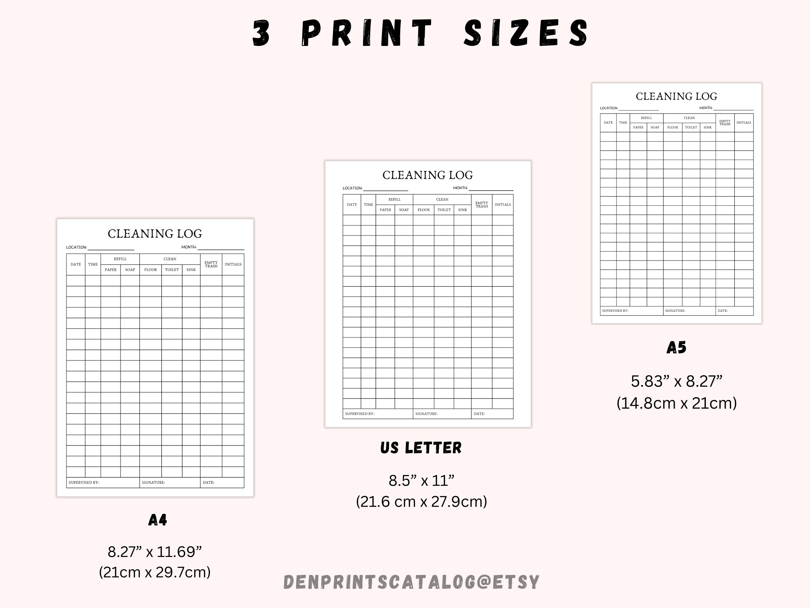 Weekly Bathroom Cleaning Chart Printable, Restroom Cleaning Log for ...