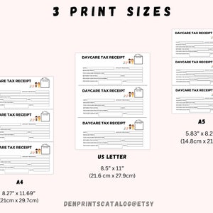 Daycare Receipts Printable, Daycare Tax Receipts,daycare Tax Statement ...