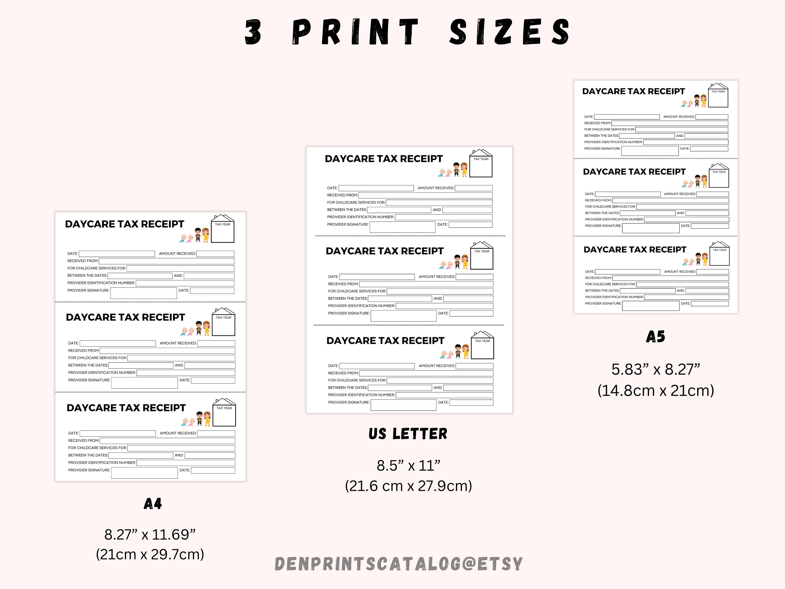 Daycare Receipts Printable, Daycare Tax Receipts,daycare Tax Statement ...