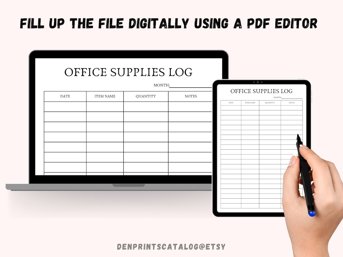 Office Supplies Log Checklist Printable, Business Office Supplies ...