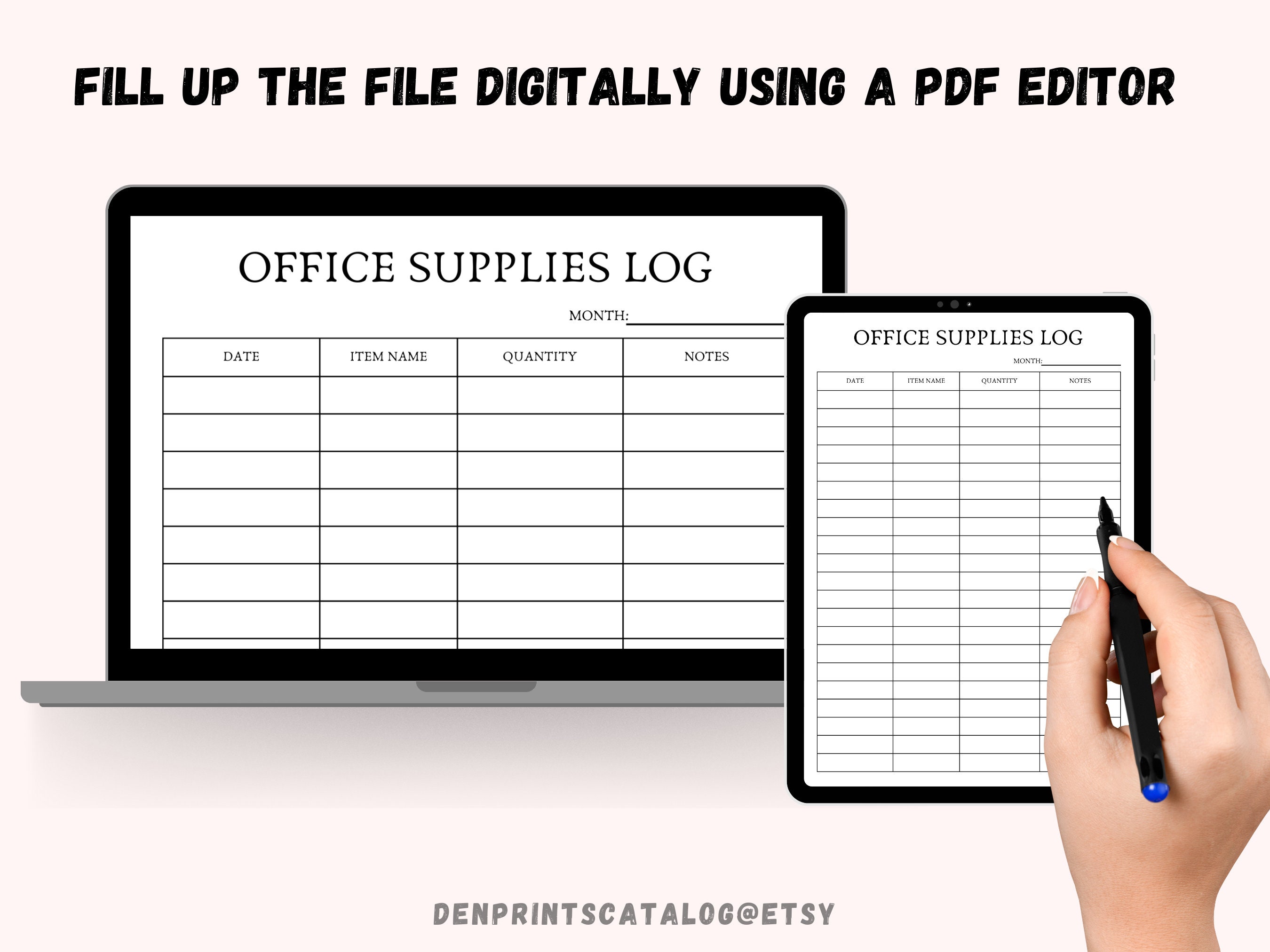 Office Supplies Log Checklist Printable, Business Office Supplies ...