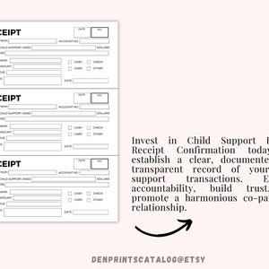 Child Support Receipt Printable for DIY Receipt Book Digital Download ...