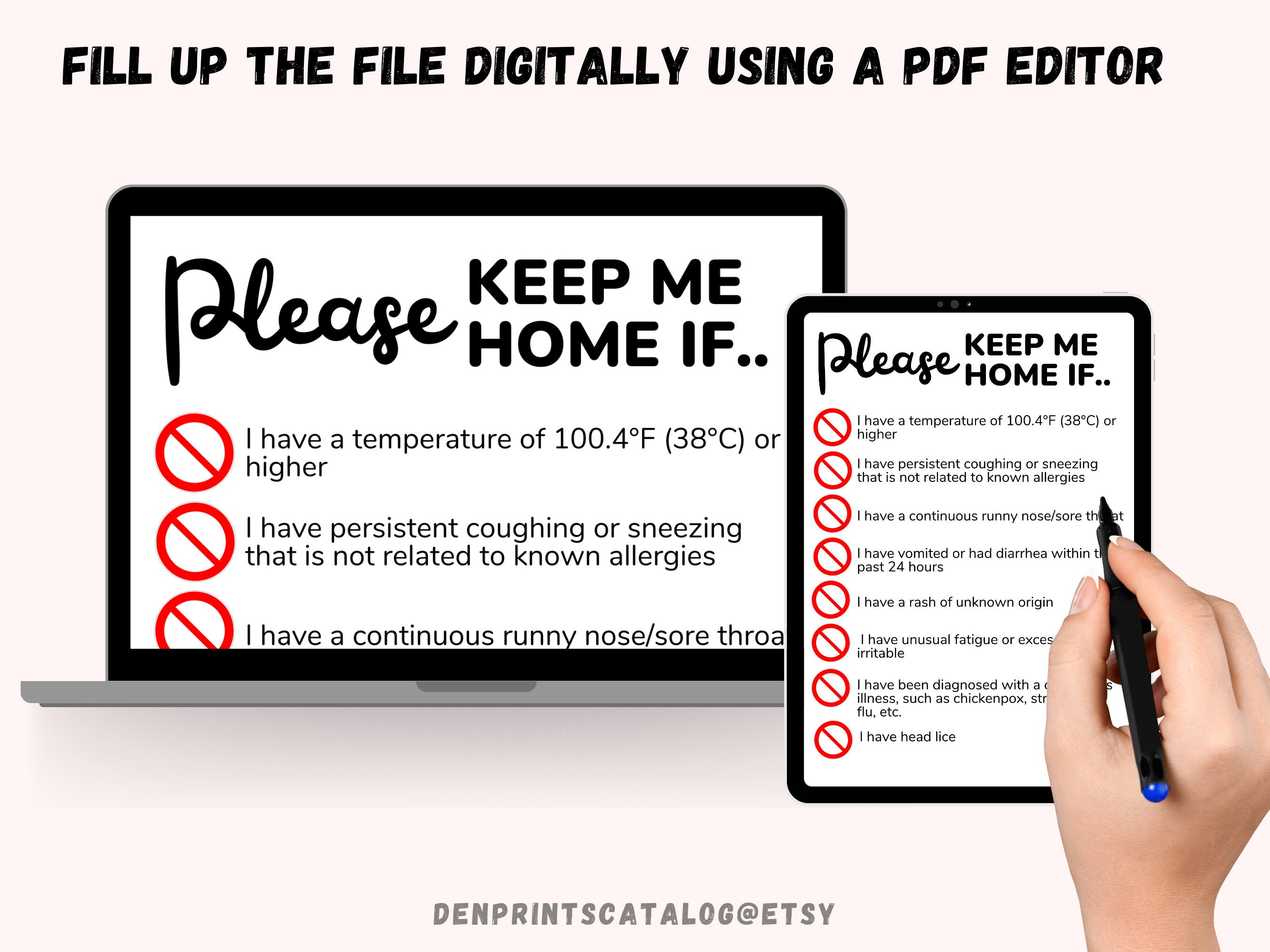 Child Sick Board Printable Template for Daycare, School and Childcare ...