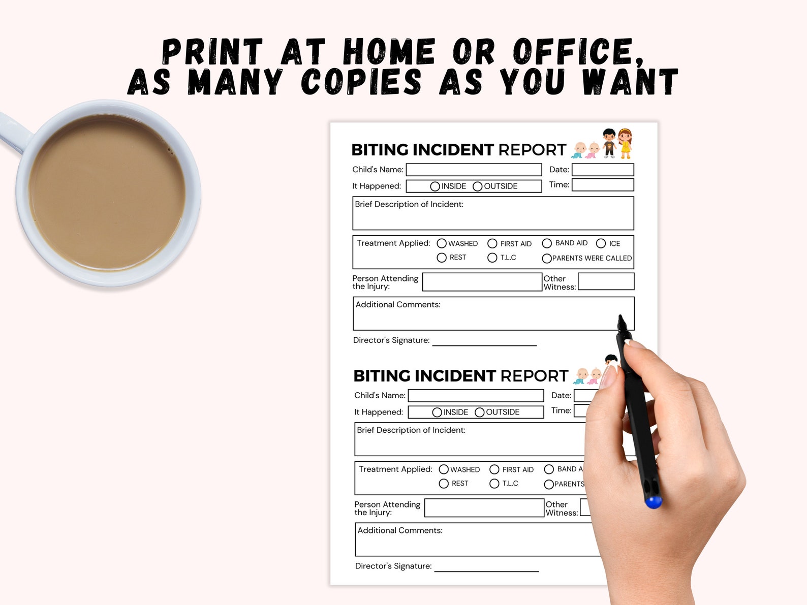 Biting Incident Report, Daycare Printable Child Incident Report ...