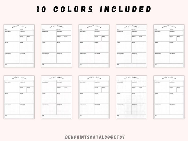 Med Surg Study Template, Nursing School Printable Template, Disease ...