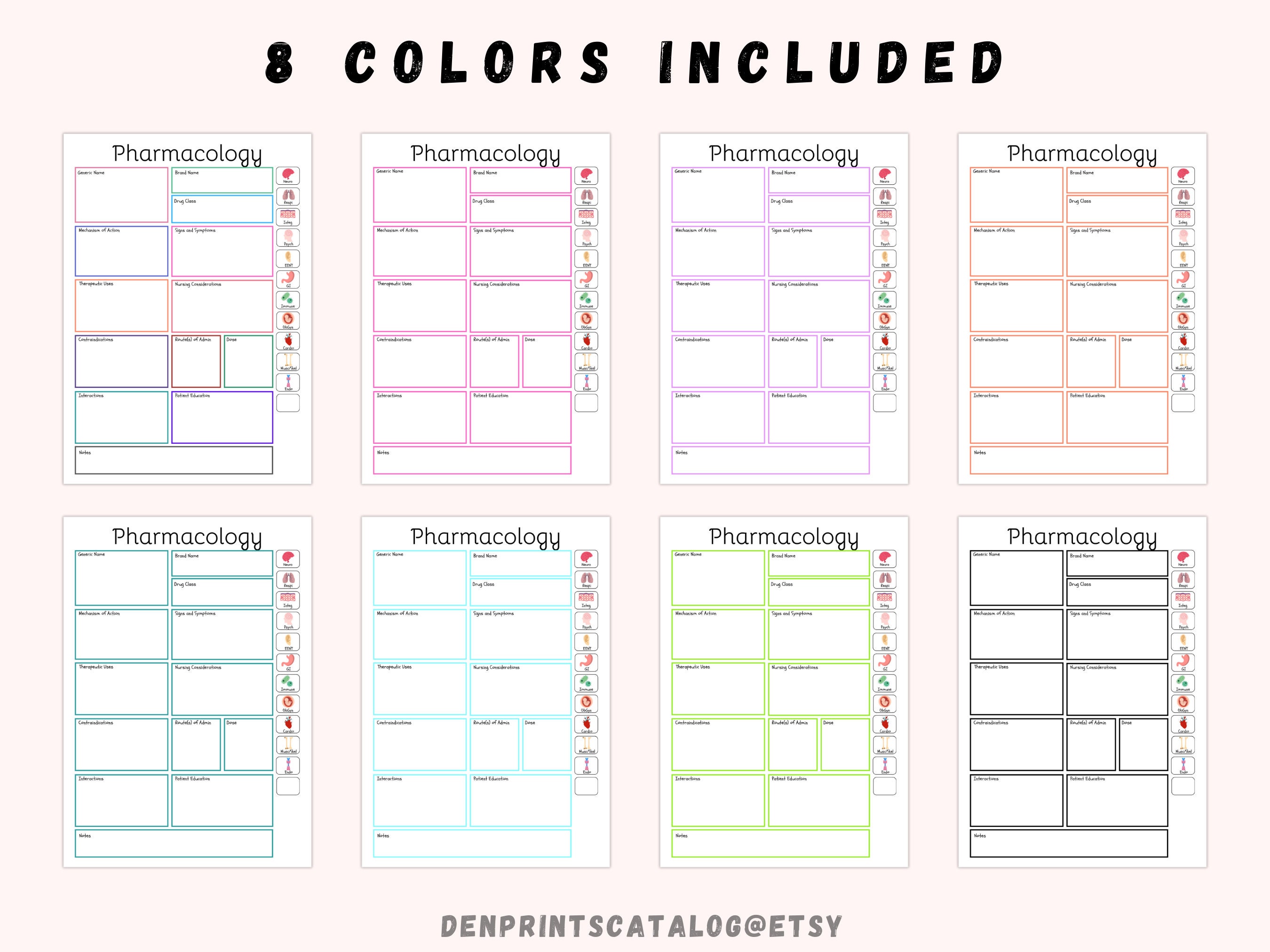 Nursing School Pharmacology Template | Printable Pharmacology Map ...