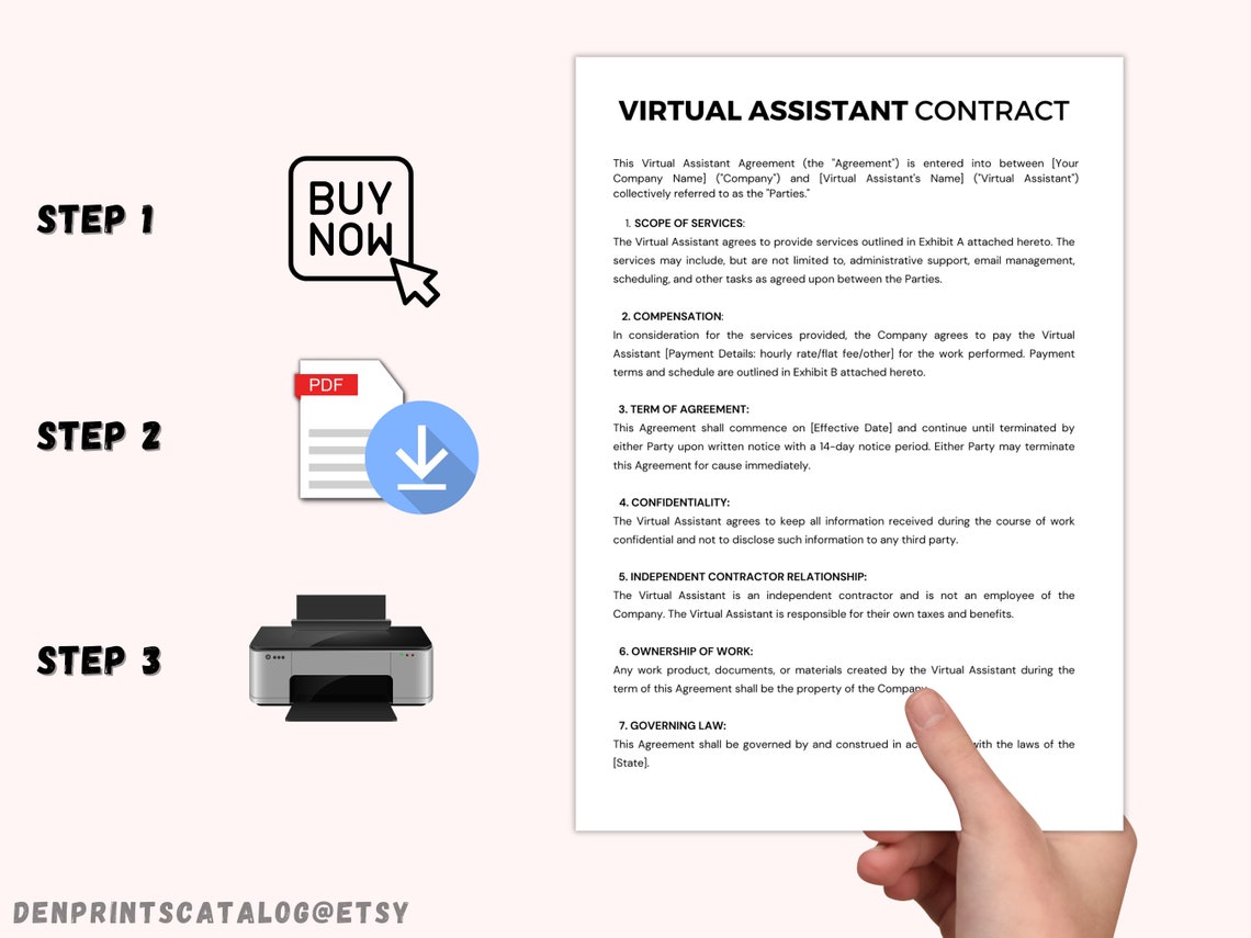 Virtual Assistant Contract Template, Client Agreement, Service Contract ...