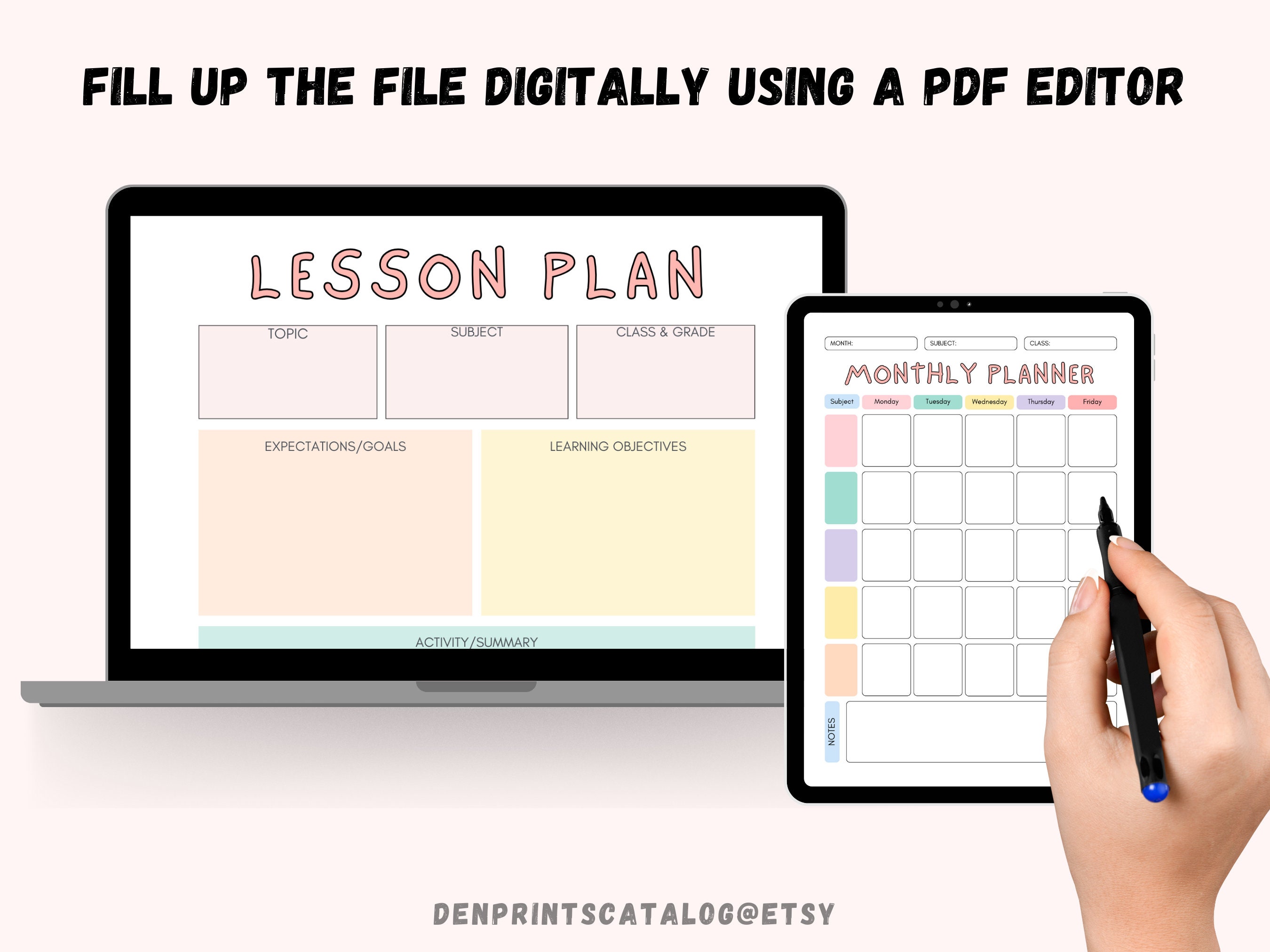 Lesson Plan Template, Lesson Planner Printable, Homeschool Teacher ...