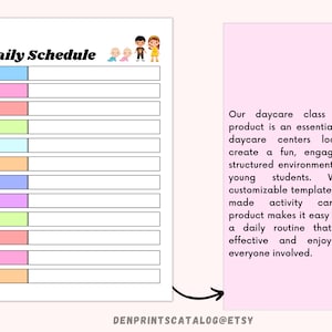 Daily Daycare Schedule, Perfect for Daycare, Home Daycare or Childcare ...