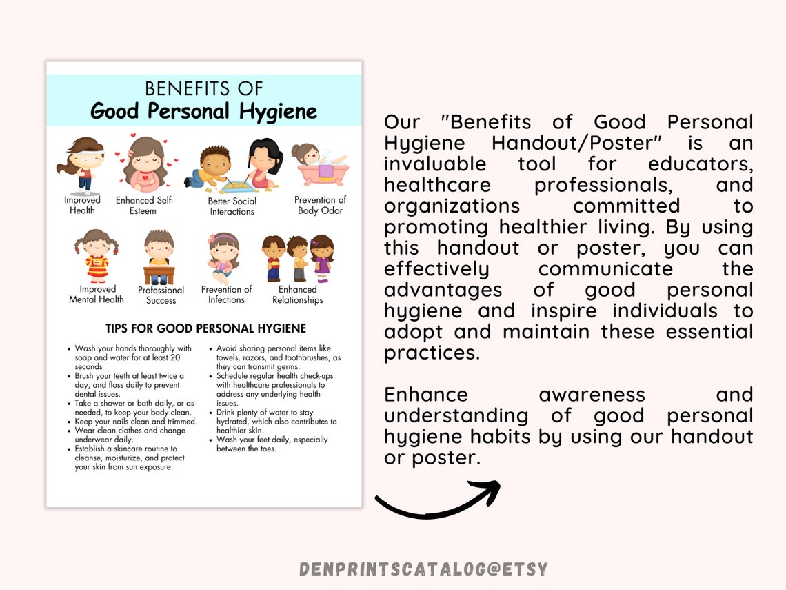 Benefits of Personal Hygiene Poster Handout Printable, Hygiene Chart ...