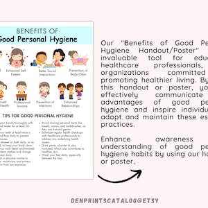 Benefits of Personal Hygiene Poster Handout Printable, Hygiene Chart ...