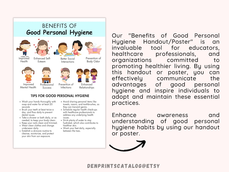 Benefits of Personal Hygiene Poster Handout Printable, Hygiene Chart ...