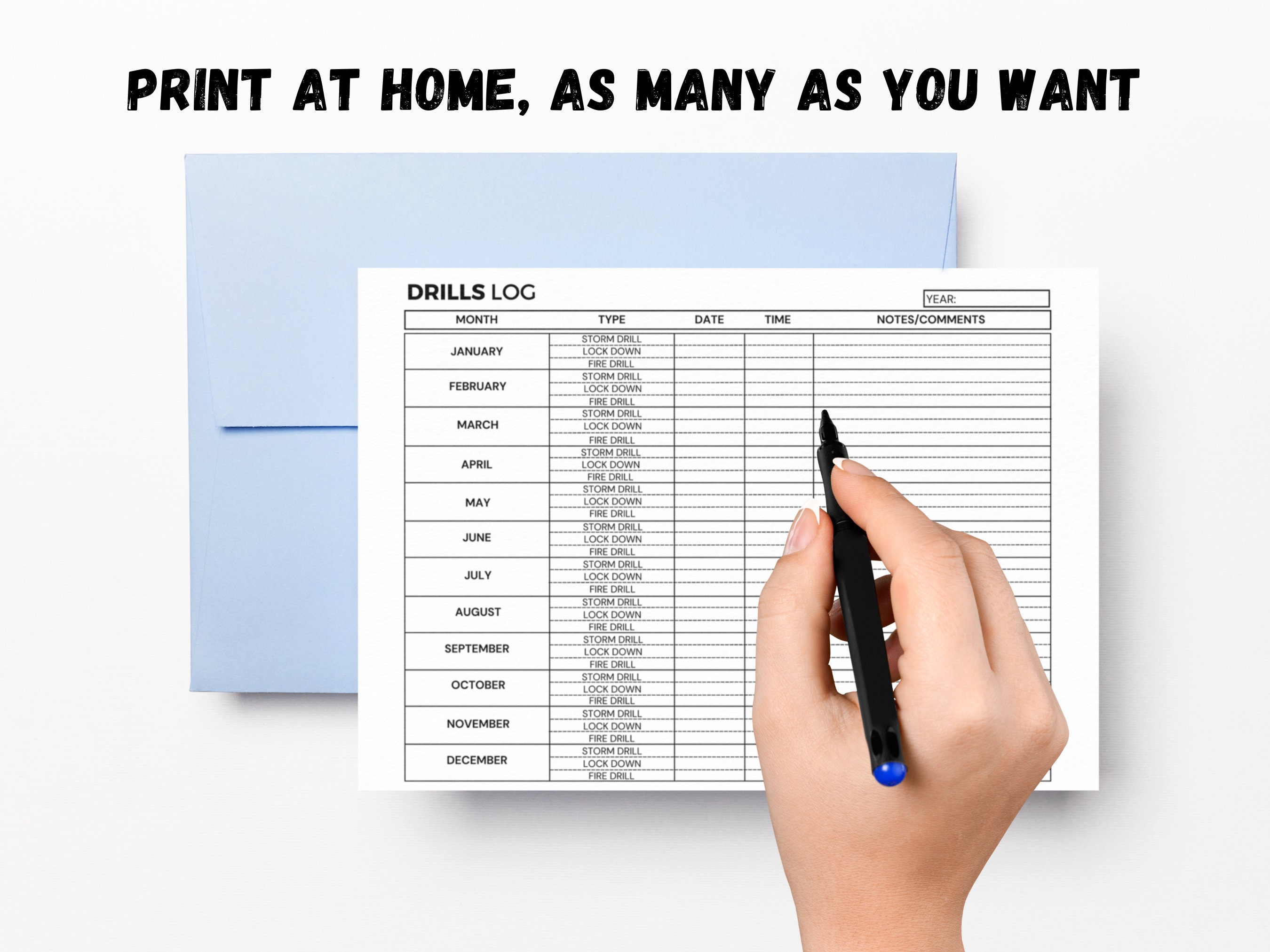 Disaster Drill Record for School, School Teacher Forms, Drills Log ...