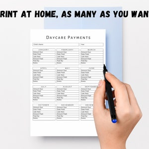 Daycare Payments Log Printable, Daycare Payments, Daycare Tuition ...