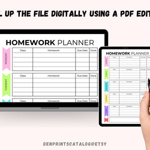 Printable Homework Planner, Homework Chart, Homework Tracker ...