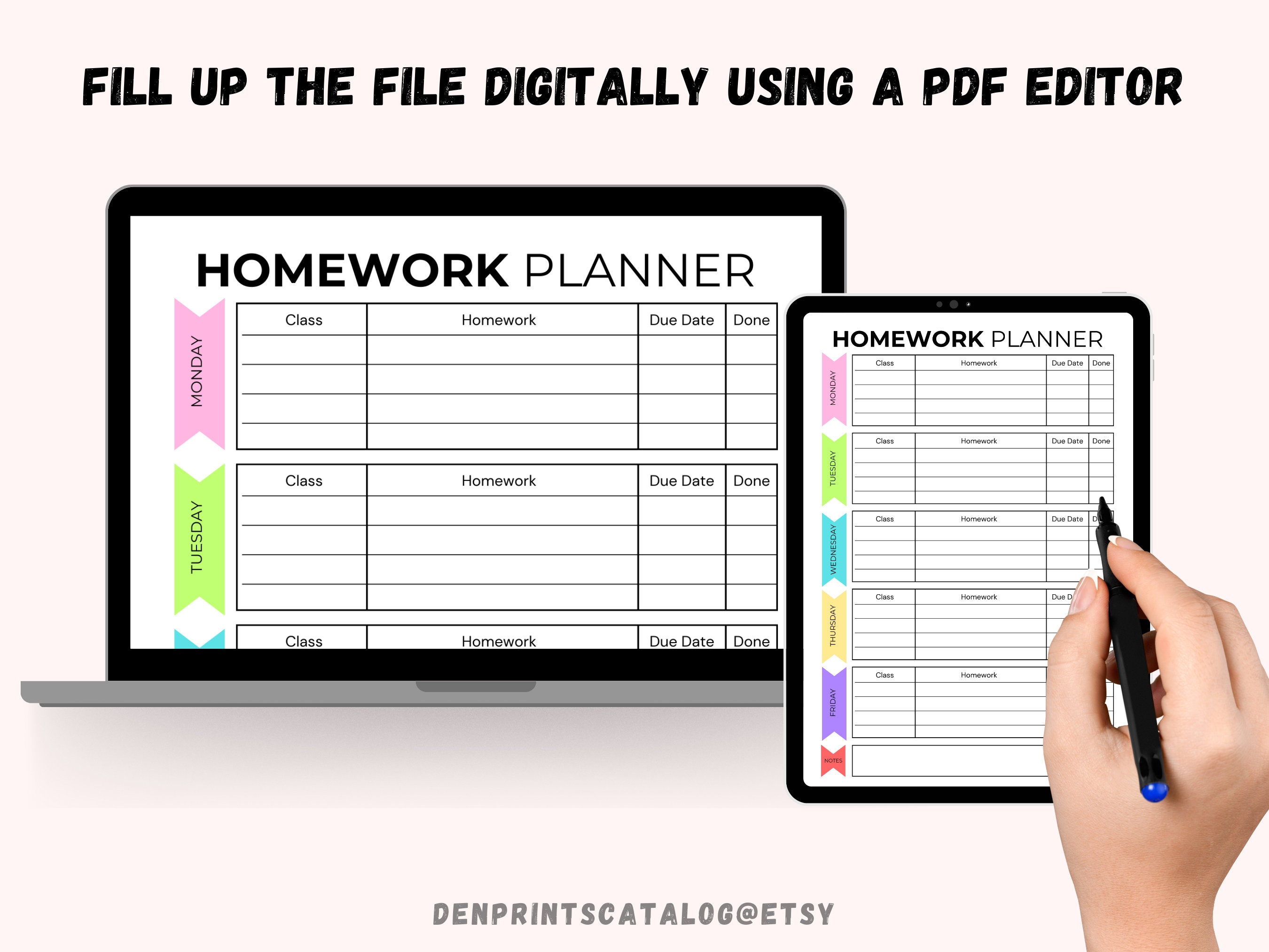 Printable Homework Planner, Homework Chart, Homework Tracker ...