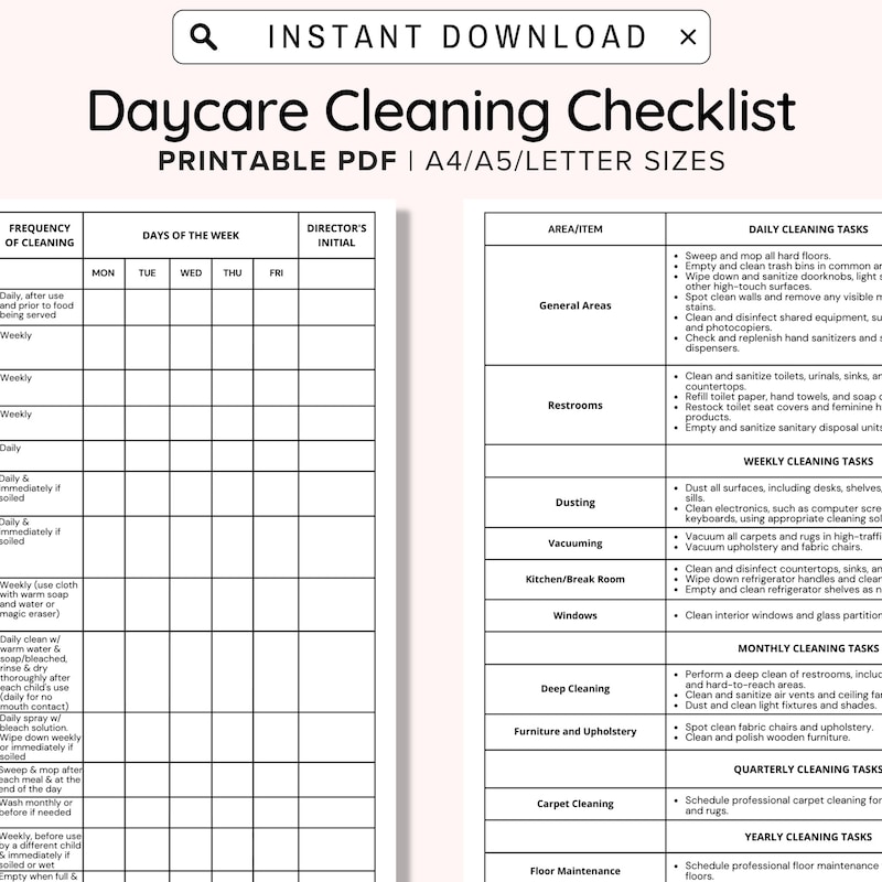 Daycare Job Schedule - Etsy UK