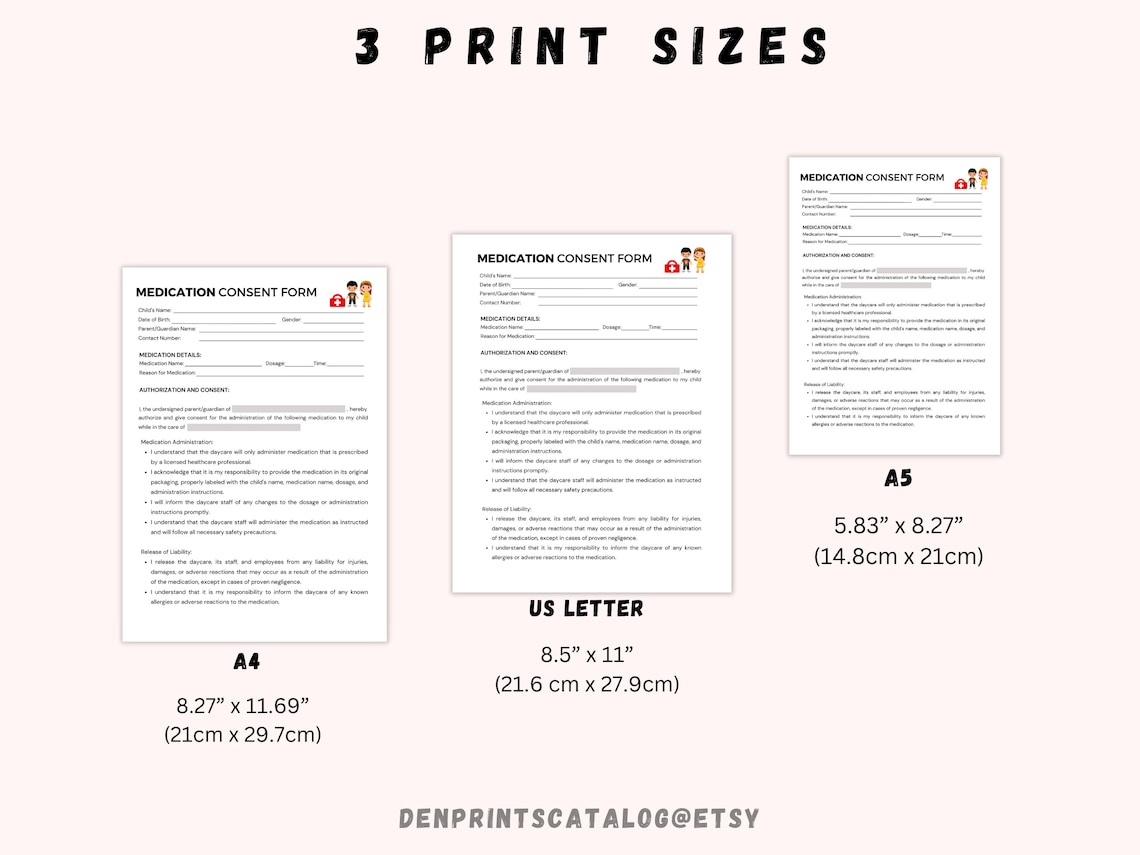 Daycare Medication Forms: Medication Authorization Form, Medication Log ...